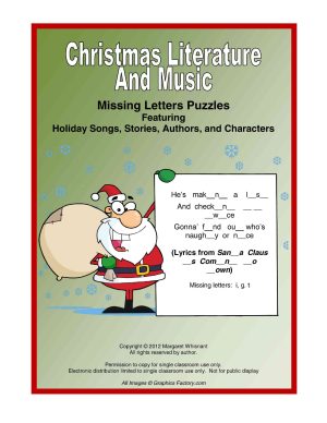 Christmas Literature and Music: Missing Letters Puzzles | Taking Grades ...