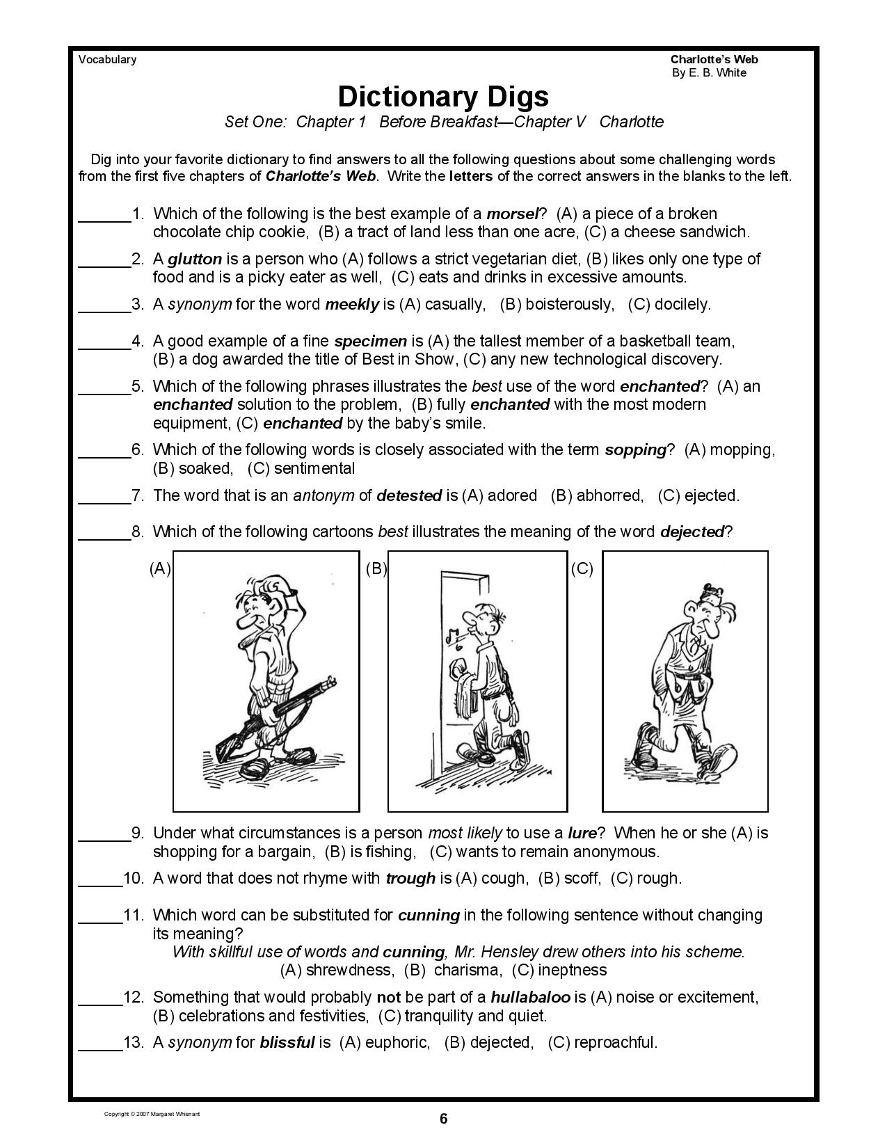 Charlotte’s Web Novel Study Guide/Tests Writing Questions