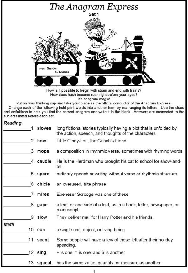 Christmas December Bell Ringers Anagram Express/Worksheets