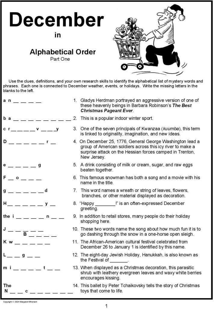 December Bell Ringer December in Alphabetical Order