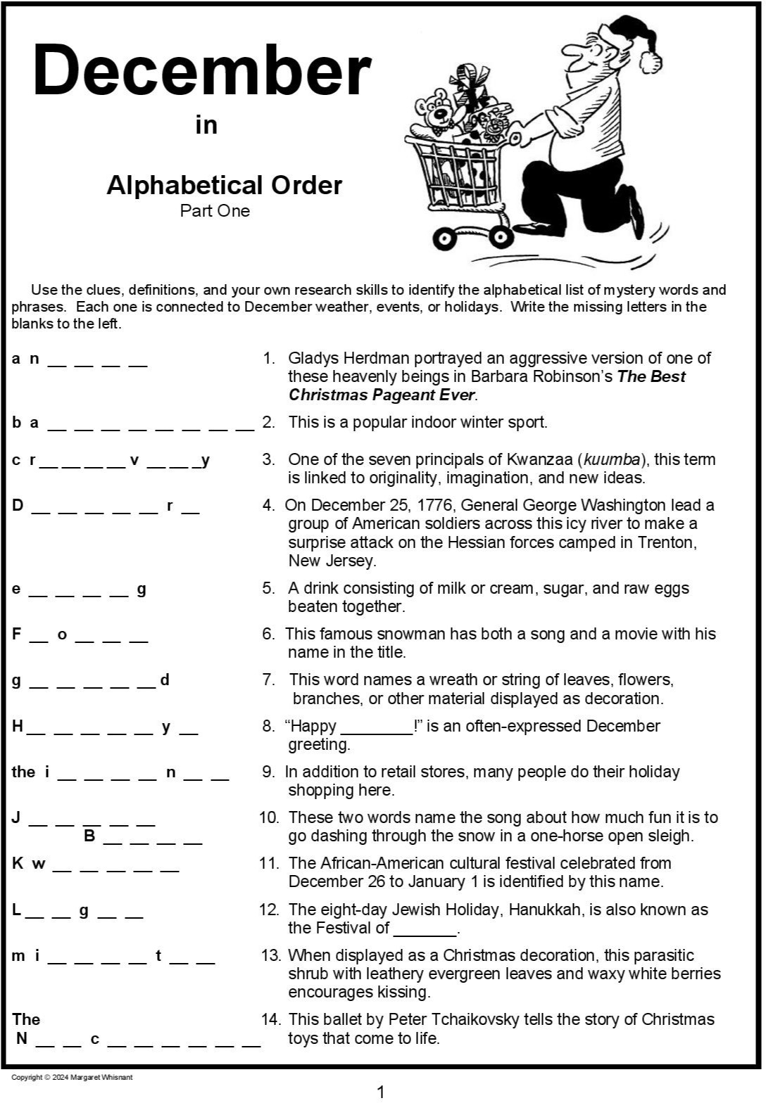 December Bell Ringer December in Alphabetical Order